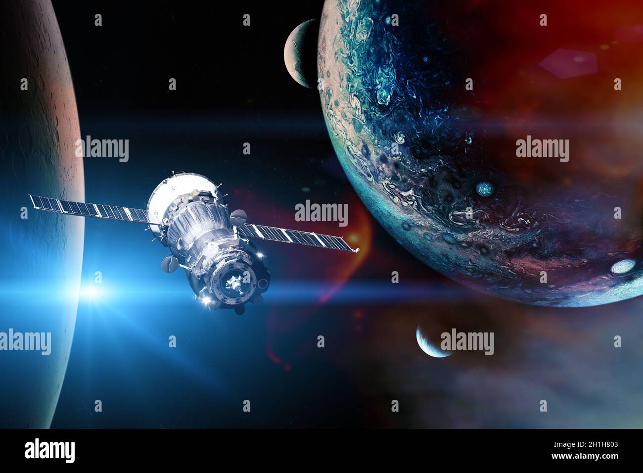 Alien planets. Spacecraft launch into space. Elements of this image ...