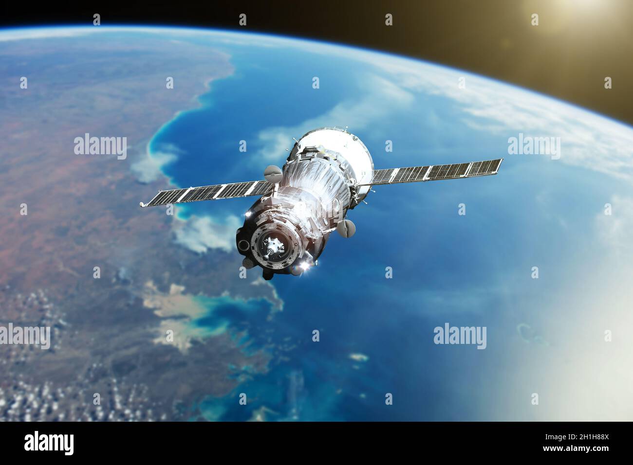 Planet Earth. Spacecraft launch into space. Elements of this image ...