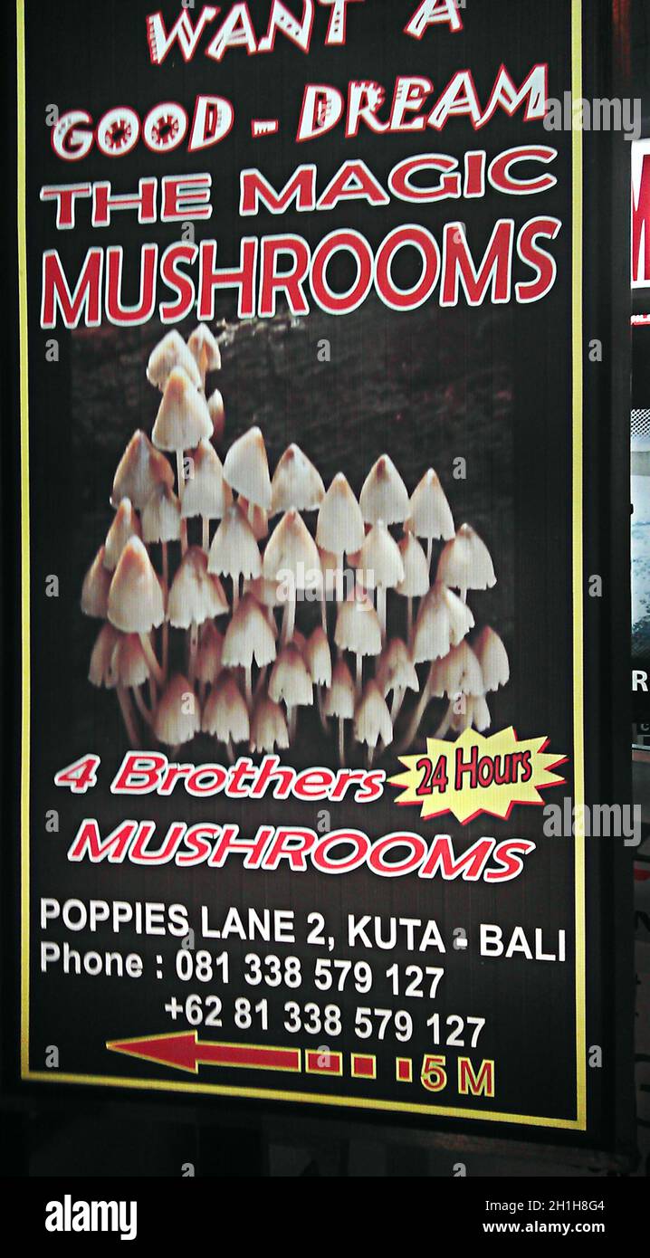Bali, Indonesia - April 09, 2012: On the street near the store, a sign ...
