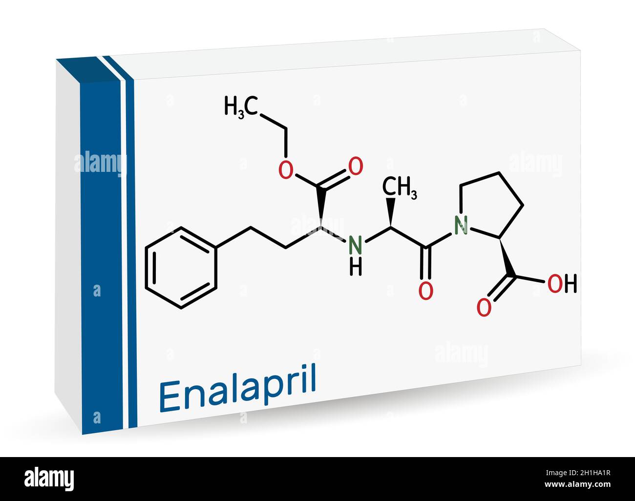 Enalapril, molecule. It is ACE inhibitor medication to treat high blood ...