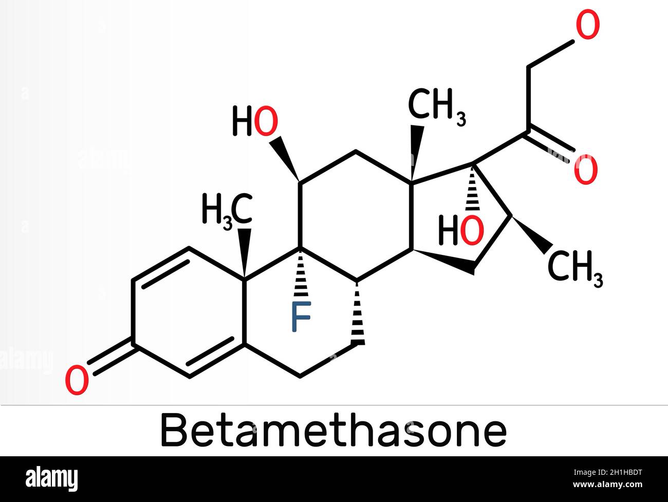 Betamethasone, molecule. It is synthetic corticosteroid, glucocorticoid ...