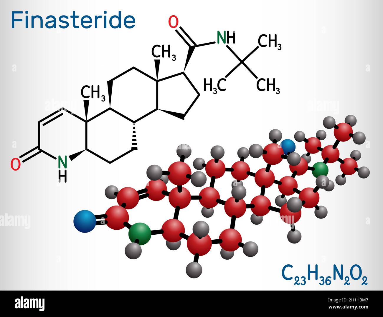 Finasteride molecule. It is used to treat symptoms of benign prostatic ...