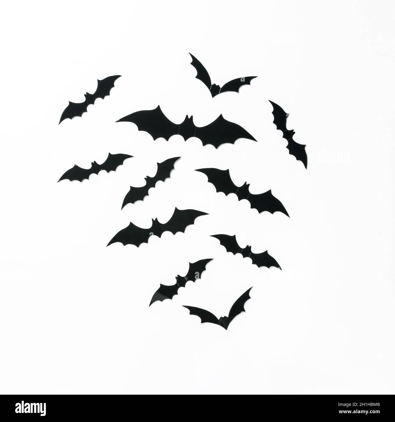 Halloween holiday minimal top view of bats on white background ...