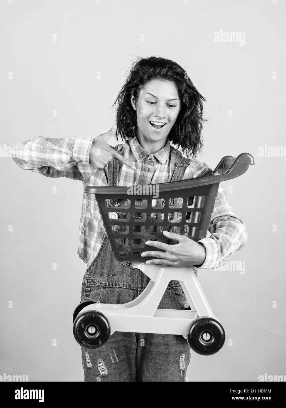 Woman trolley Black and White Stock Photos & Images - Alamy