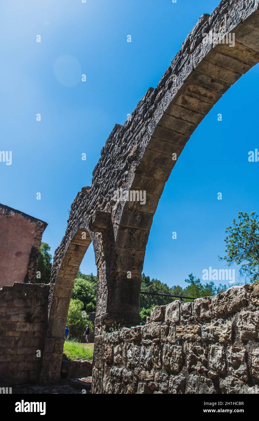 Ruined arcades of the Cistercian abbey of Thonoret in the Var in France ...