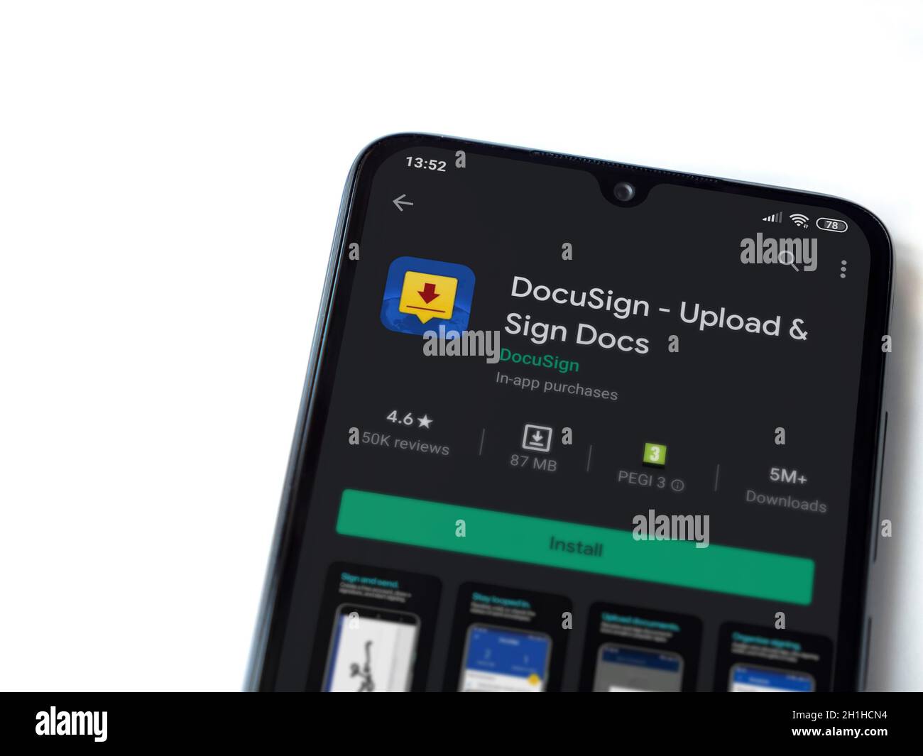 Lod, Israel - July 8, 2020: DocuSign app play store page on the display ...