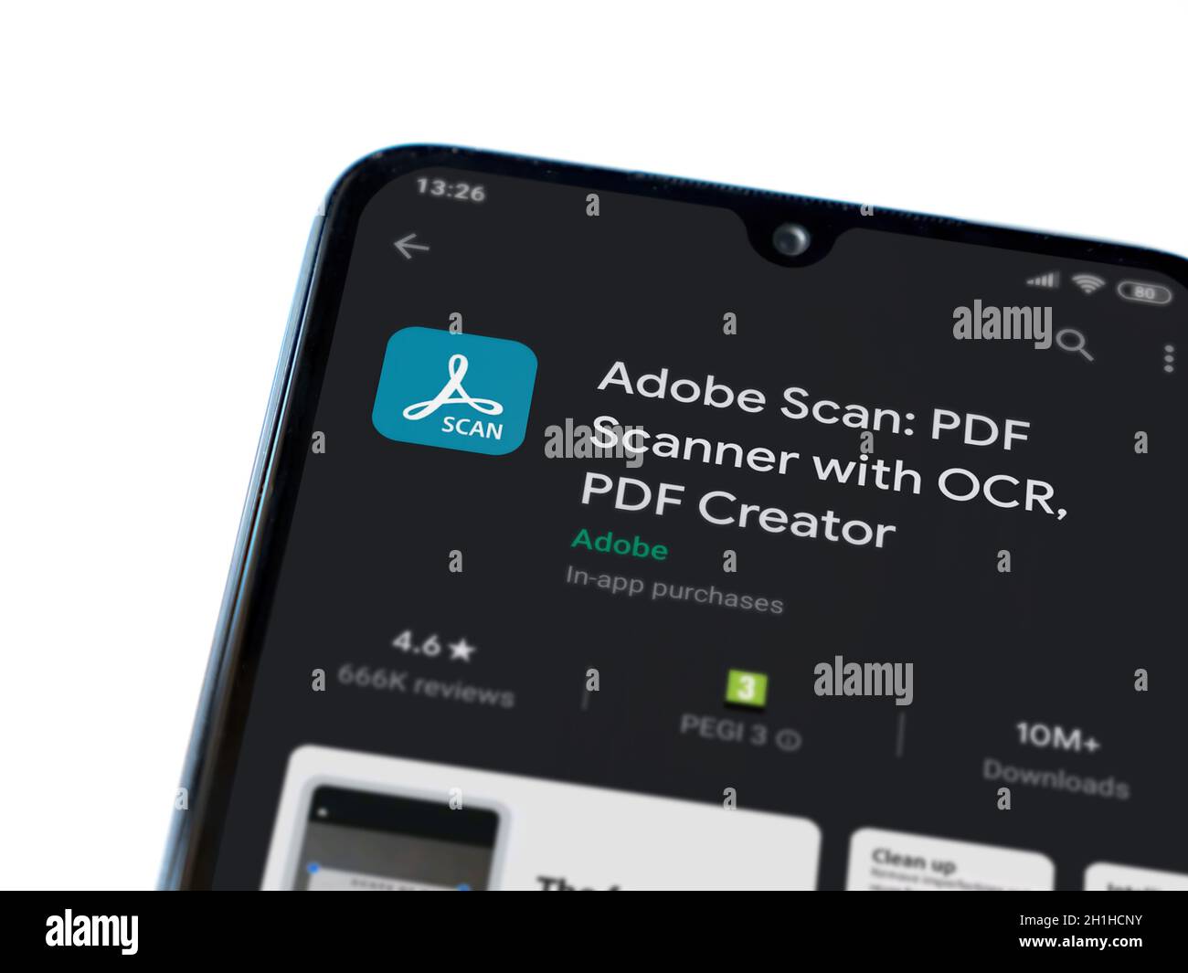 Lod, Israel - July 8, 2020: Adobe Scan app play store page on the ...