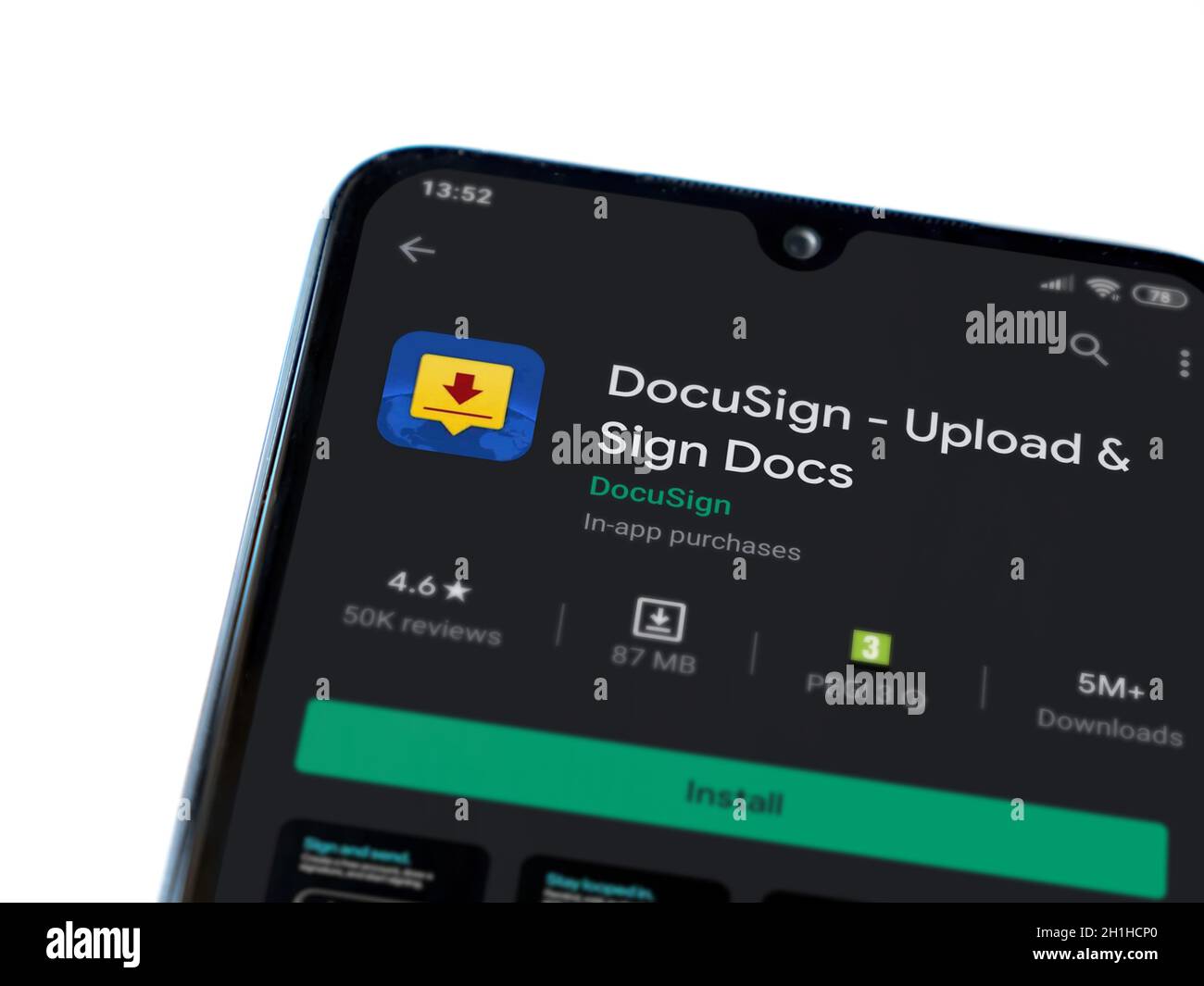 Lod, Israel - July 8, 2020: DocuSign app play store page on the display ...