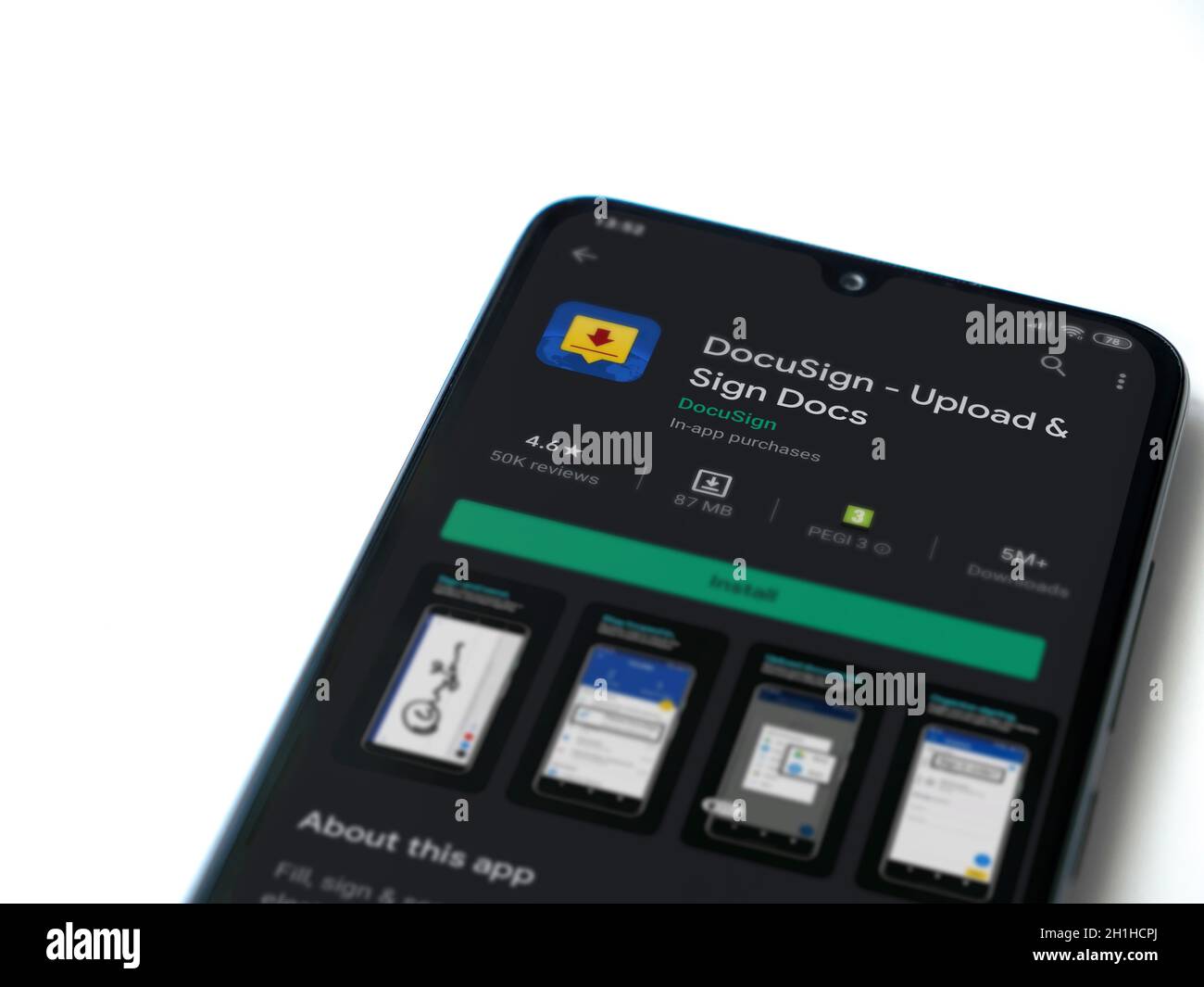 Lod, Israel - July 8, 2020: DocuSign app play store page on the display ...