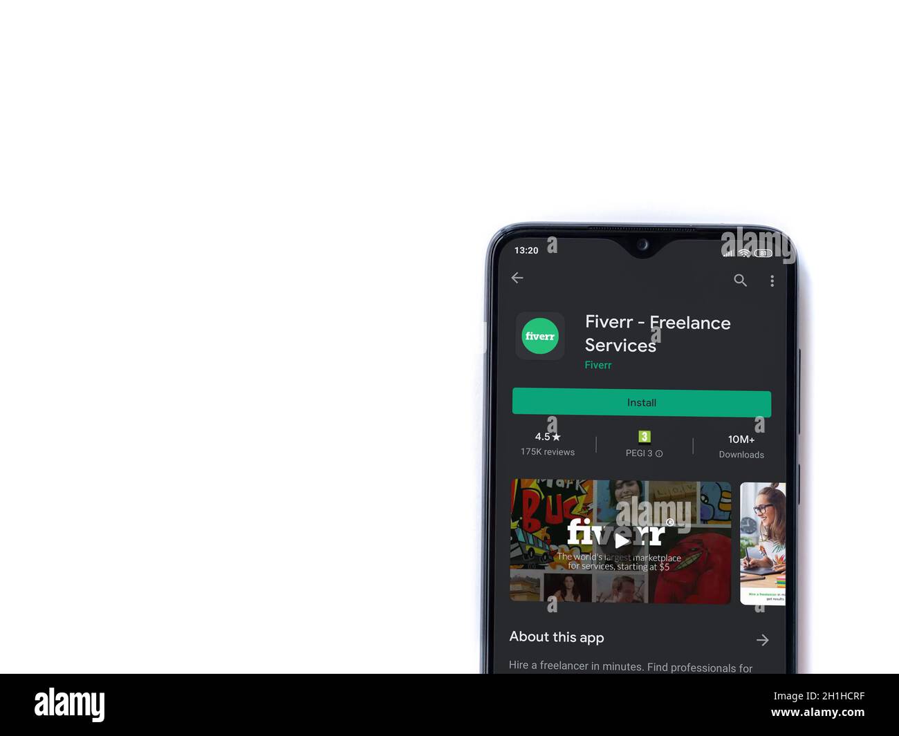 Lod, Israel - July 8, 2020: Fiverr app play store page on the display ...