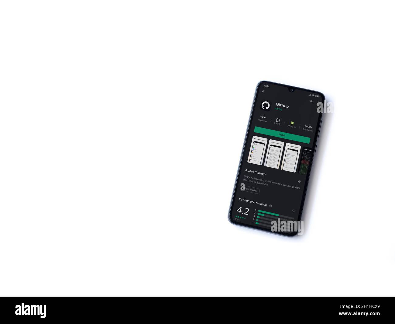 Lod, Israel - July 8, 2020: GitHub app play store page on the display ...