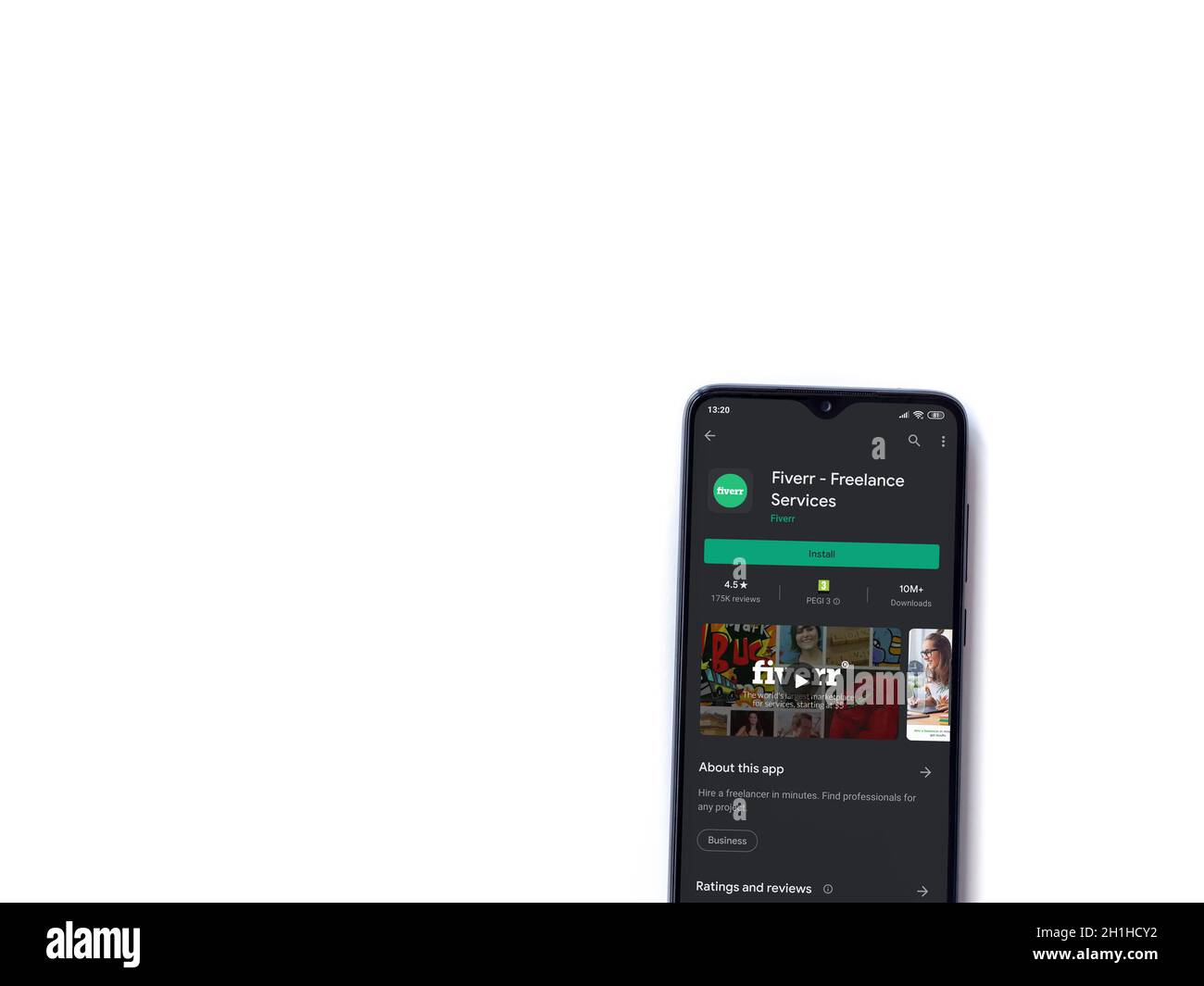 Lod, Israel - July 8, 2020: Fiverr app play store page on the display ...