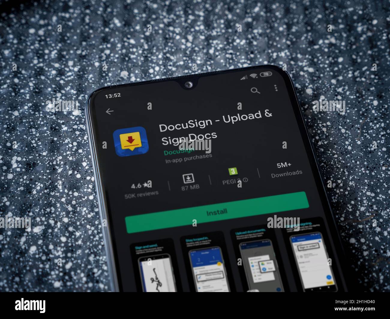 Lod, Israel - July 8, 2020: DocuSign app play store page on the display ...