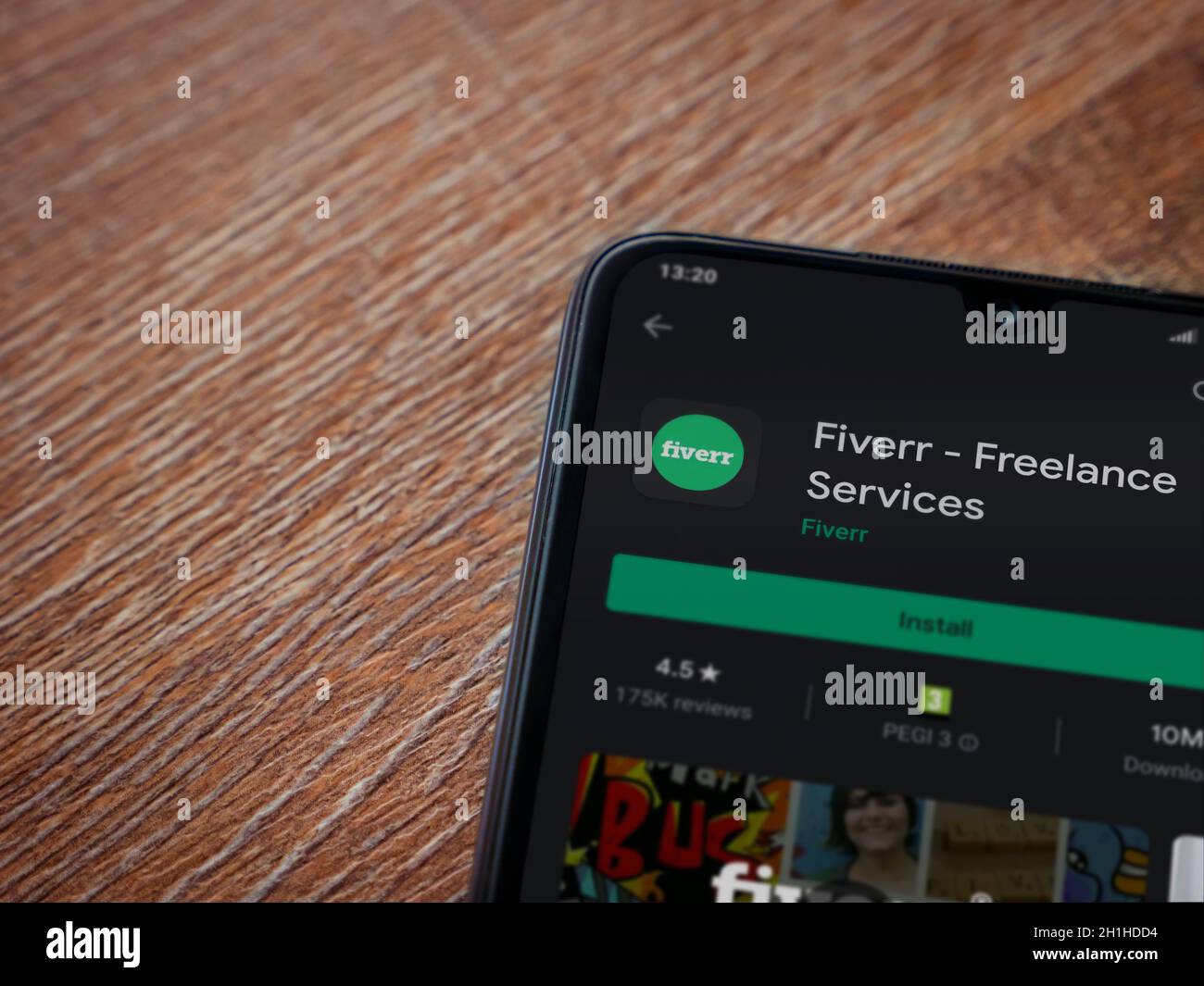 Lod, Israel - July 8, 2020: Fiverr app play store page on the display ...