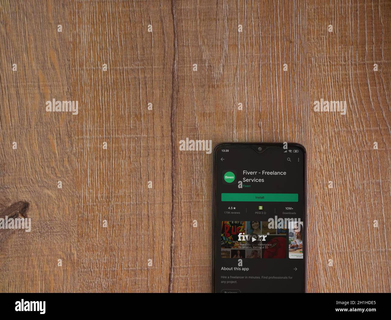 Lod, Israel - July 8, 2020: Fiverr app play store page on the display ...