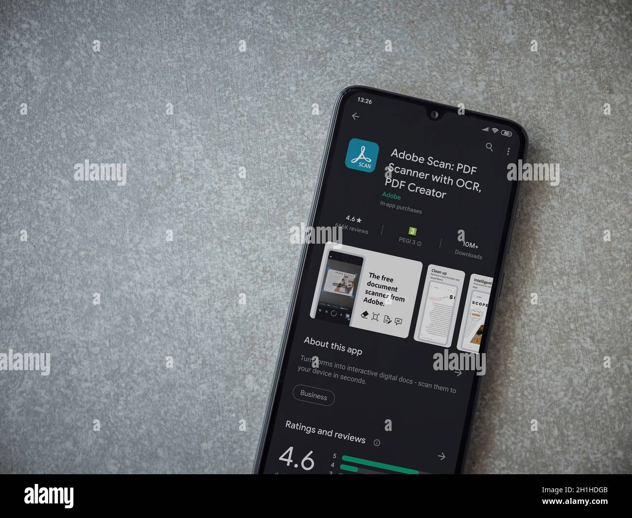 Lod, Israel - July 8, 2020: Adobe Scan app play store page on the ...