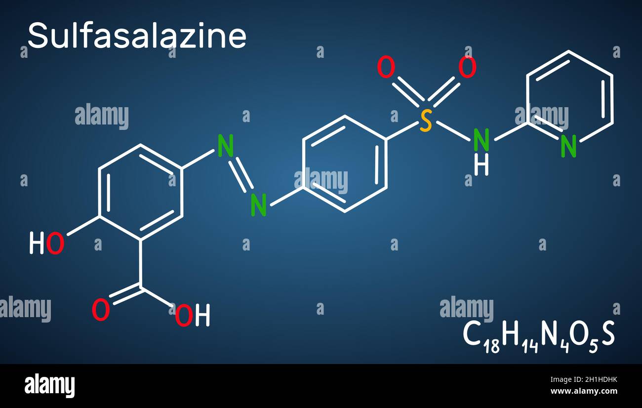 Sulfasalazine molecule. It is azobenzene, used in the management of ...