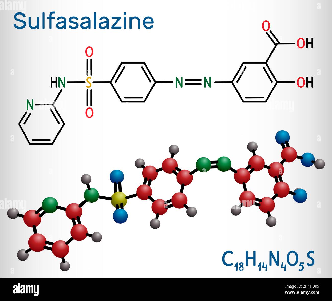 Sulfasalazine molecule. It is azobenzene, used in the management of ...