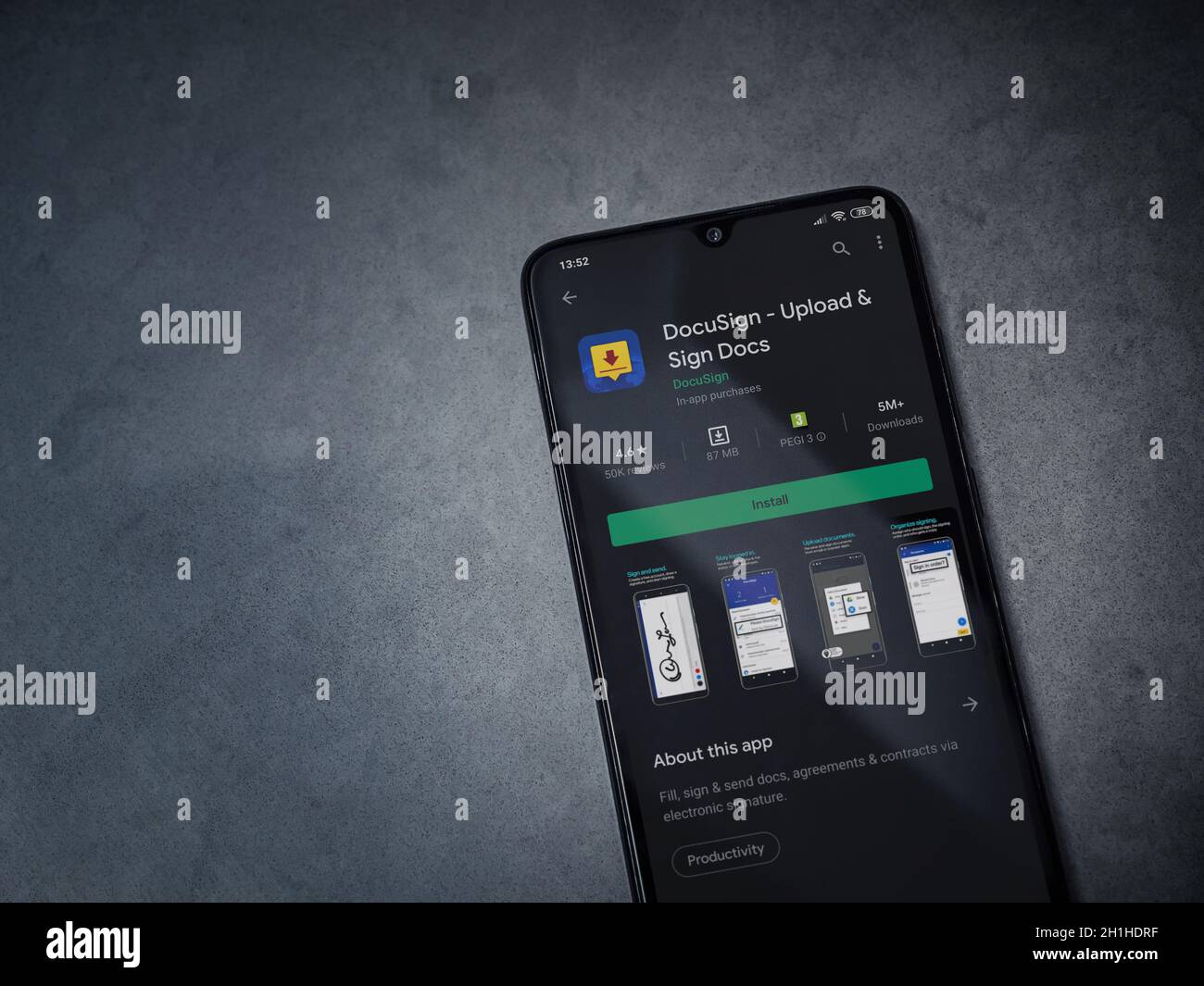 Lod, Israel - July 8, 2020: DocuSign app play store page on the display ...