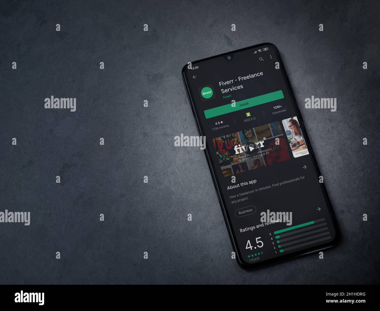 Lod, Israel - July 8, 2020: Fiverr app play store page on the display ...