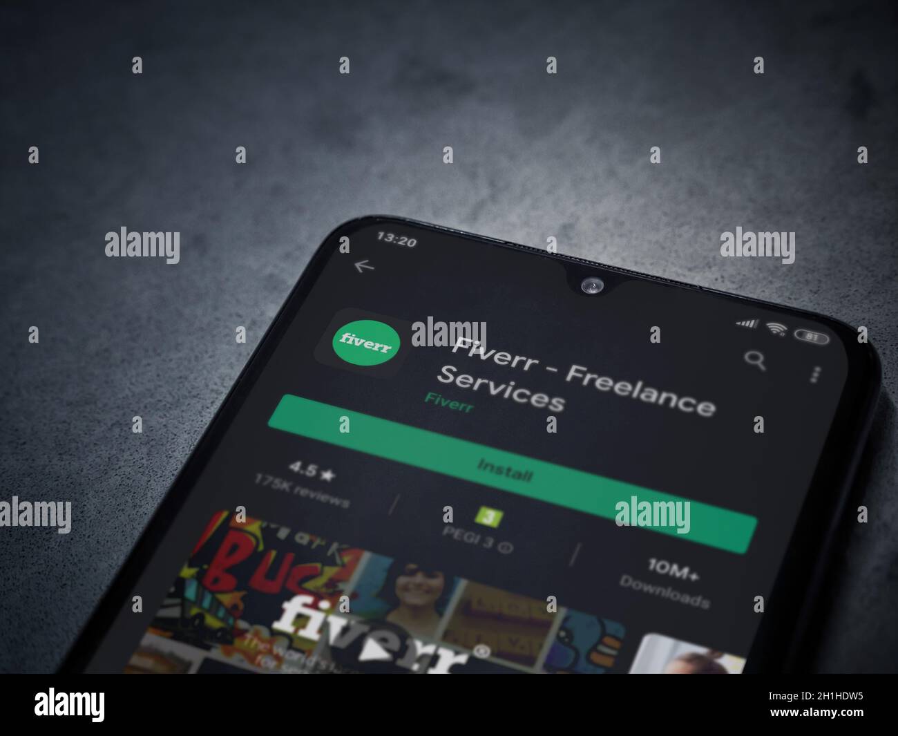 Lod, Israel - July 8, 2020: Fiverr app play store page on the display ...