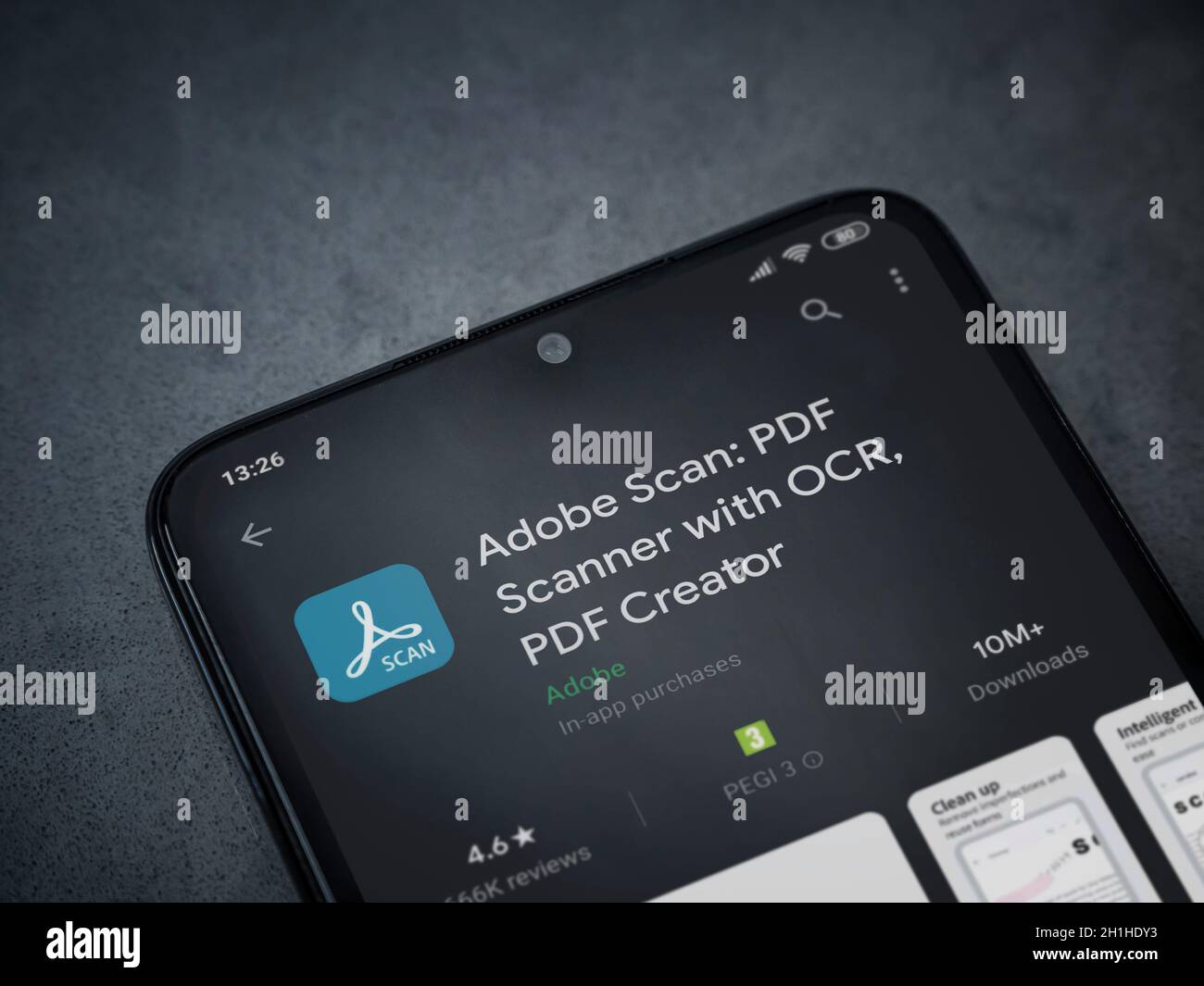 Lod, Israel - July 8, 2020: Adobe Scan app play store page on the ...