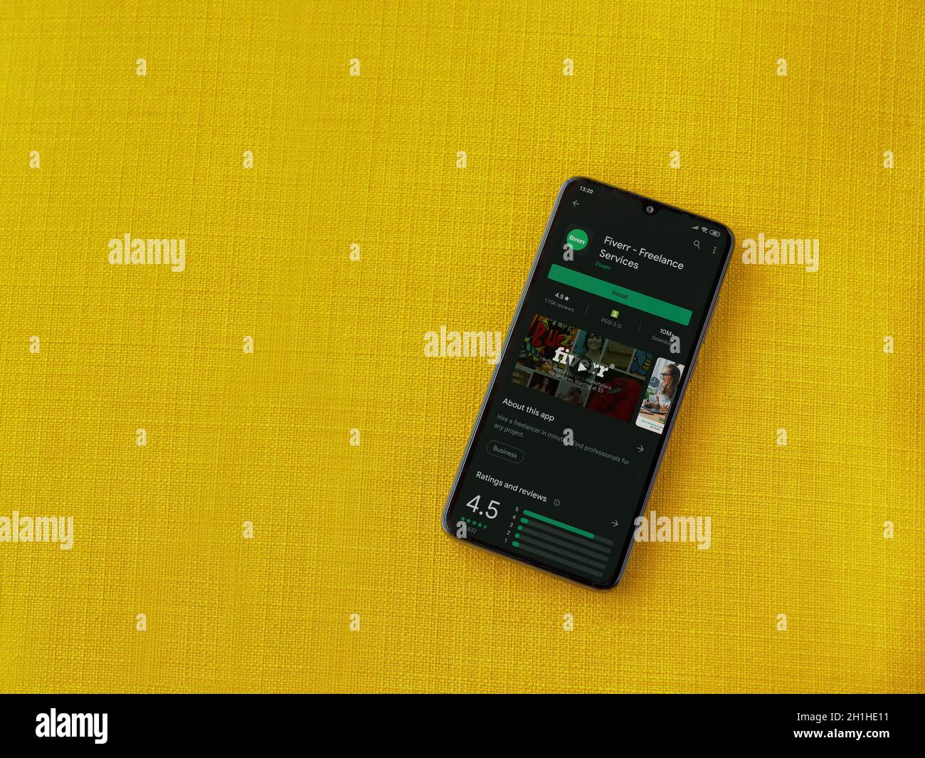 Lod, Israel - July 8, 2020: Fiverr app play store page on the display ...