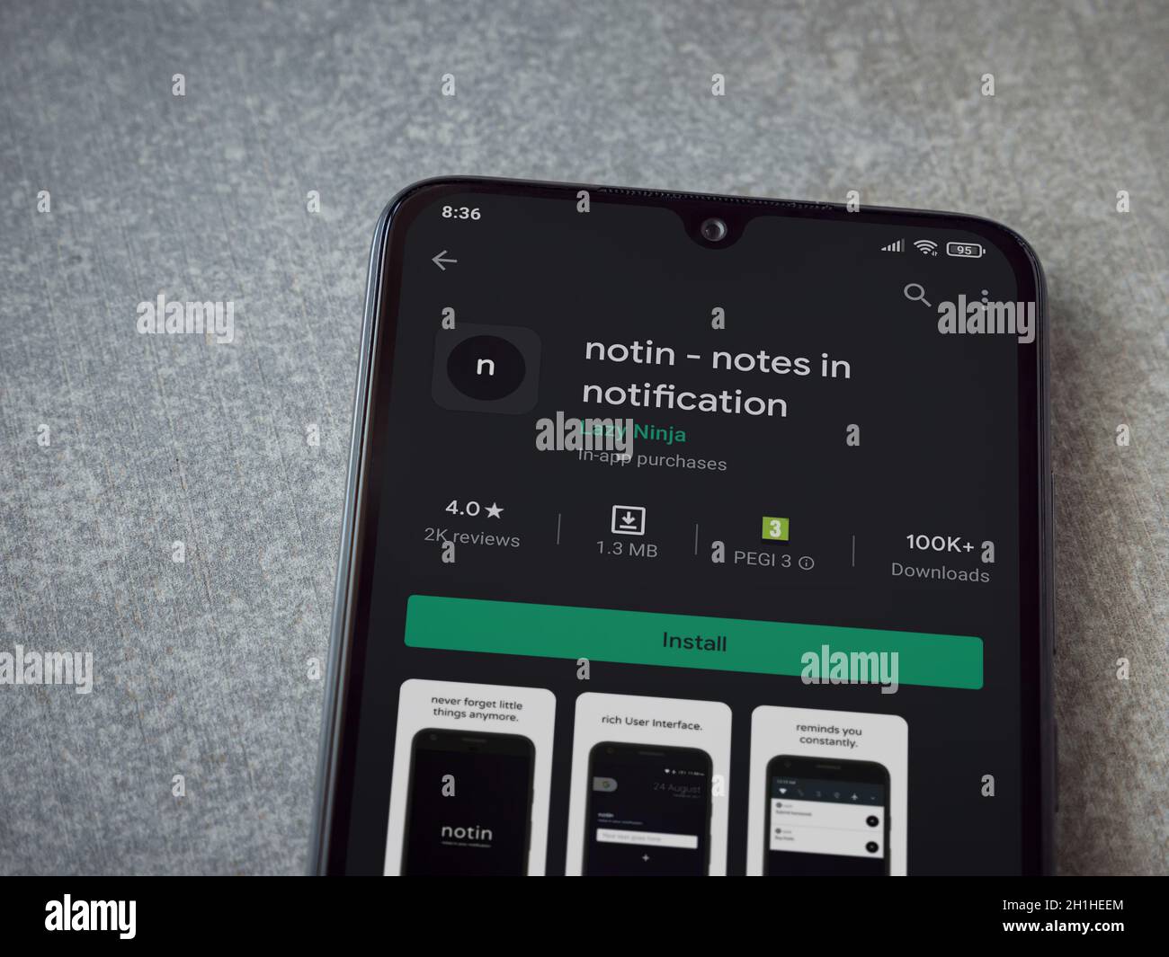 Lod, Israel - July 8, 2020: notin app play store page on the display of ...