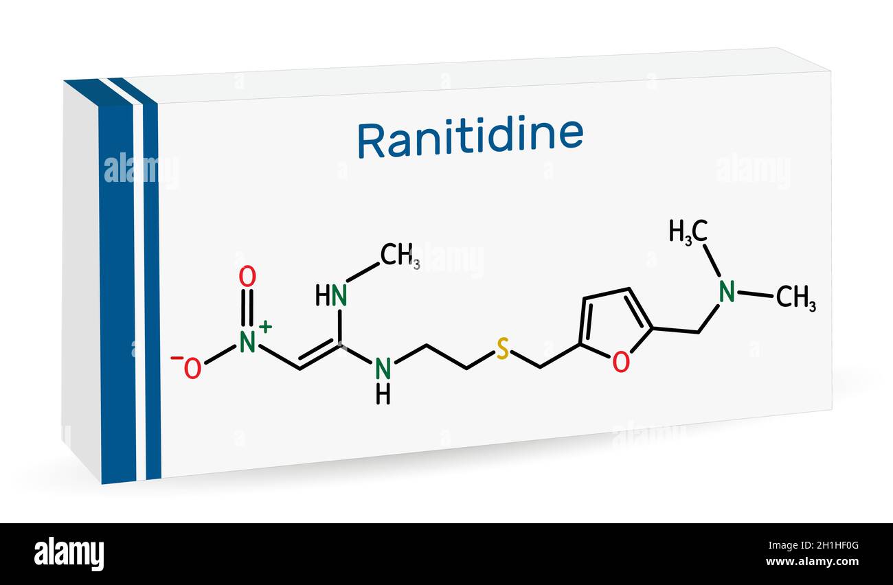 Ranitidine molecule. It is used for treatment of peptic ulcer disease ...