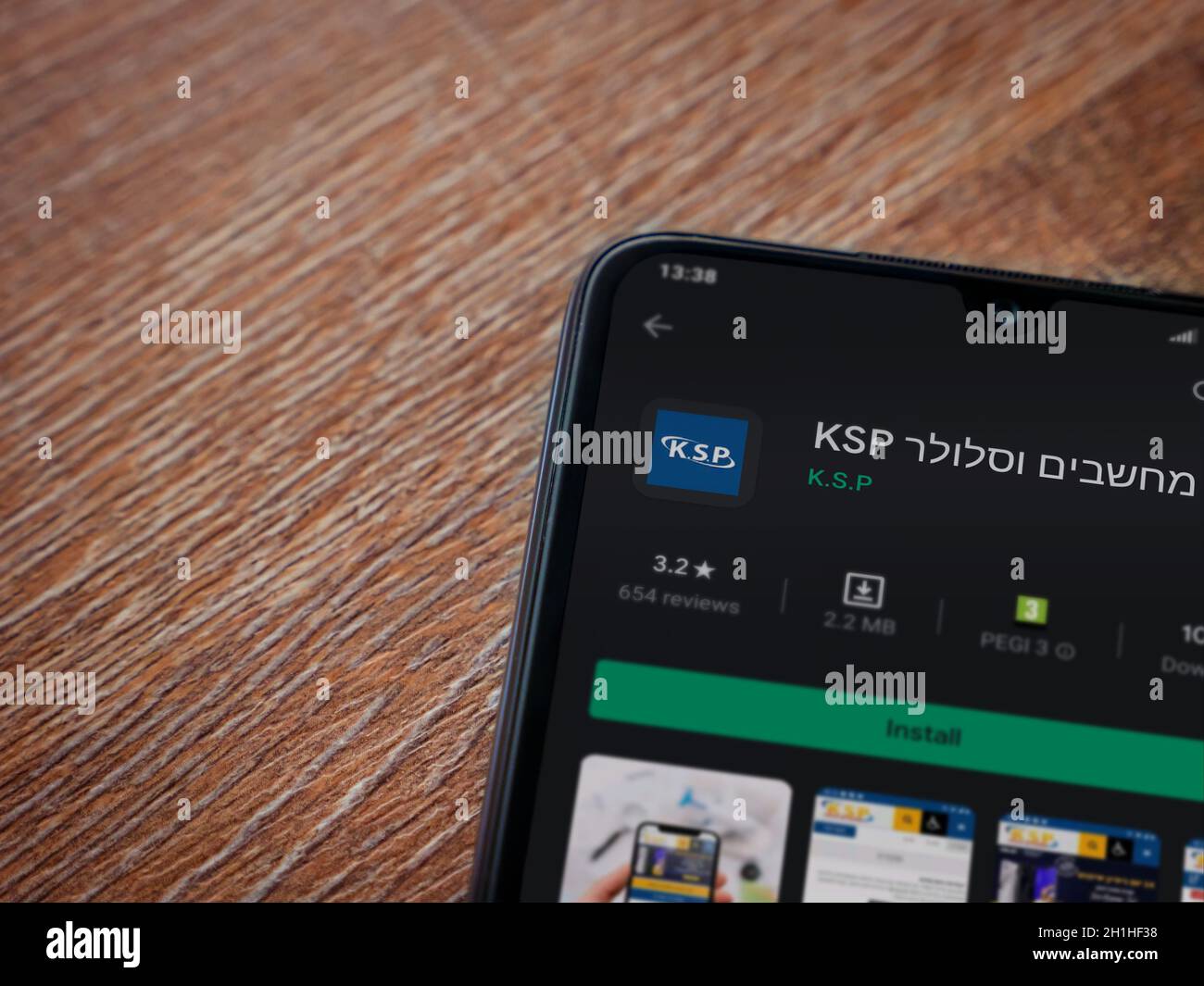 Lod, Israel - July 8, 2020: KSP app play store page on the display of a ...