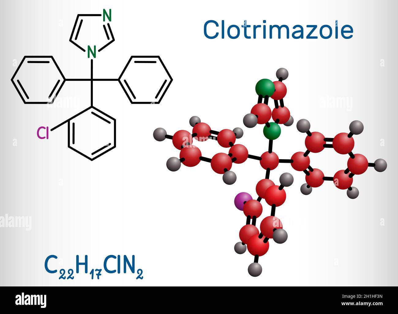 Clotrimazole drug molecule. It is imidazole antimycotic, antifungal ...