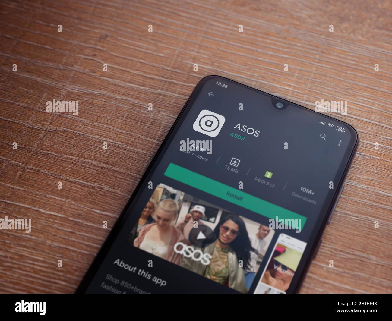 Lod, Israel - July 8, 2020: ASOS app play store page on the display of ...