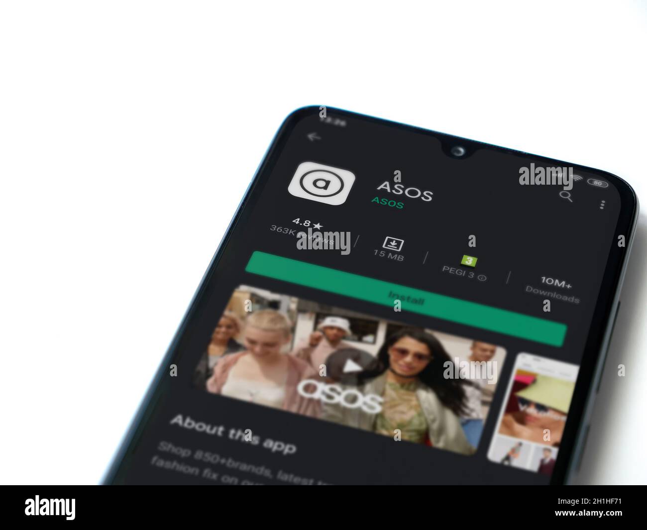 Lod, Israel - July 8, 2020: ASOS app play store page on the display of ...