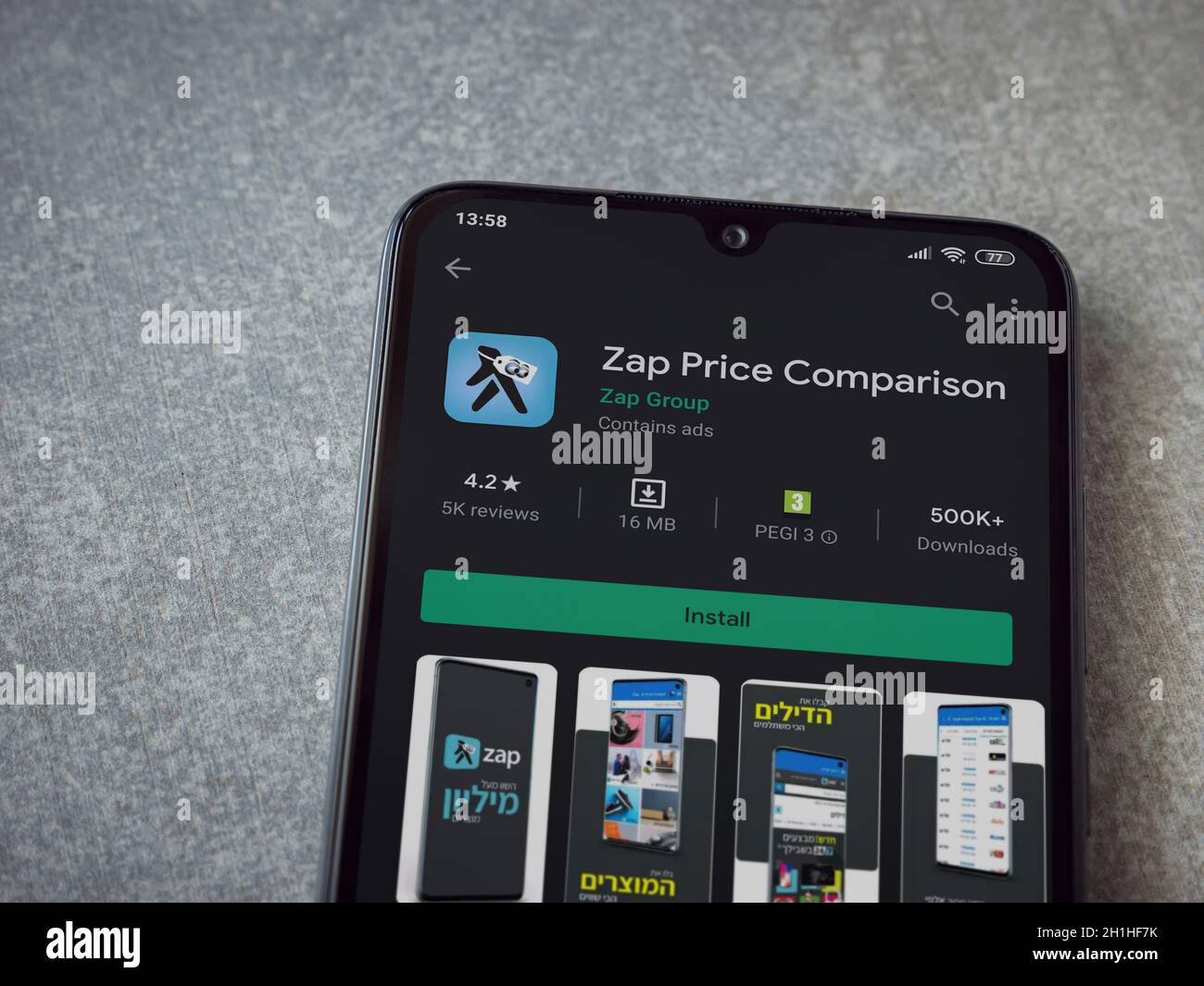 Lod, Israel - July 8, 2020: Zap Price Comparison app play store page on ...