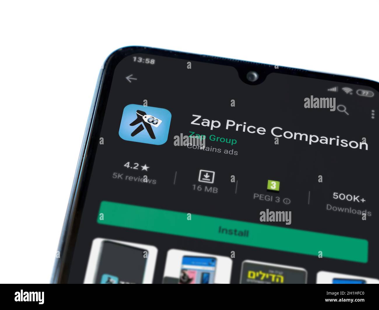 Lod, Israel - July 8, 2020: Zap Price Comparison app play store page on ...