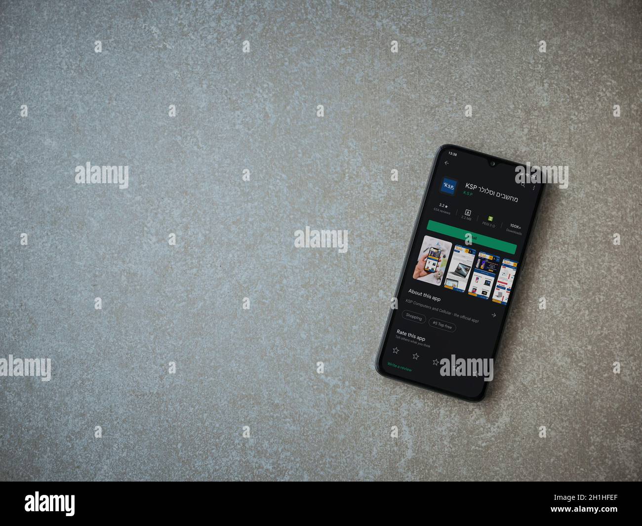 Lod, Israel - July 8, 2020: KSP app play store page on the display of a ...