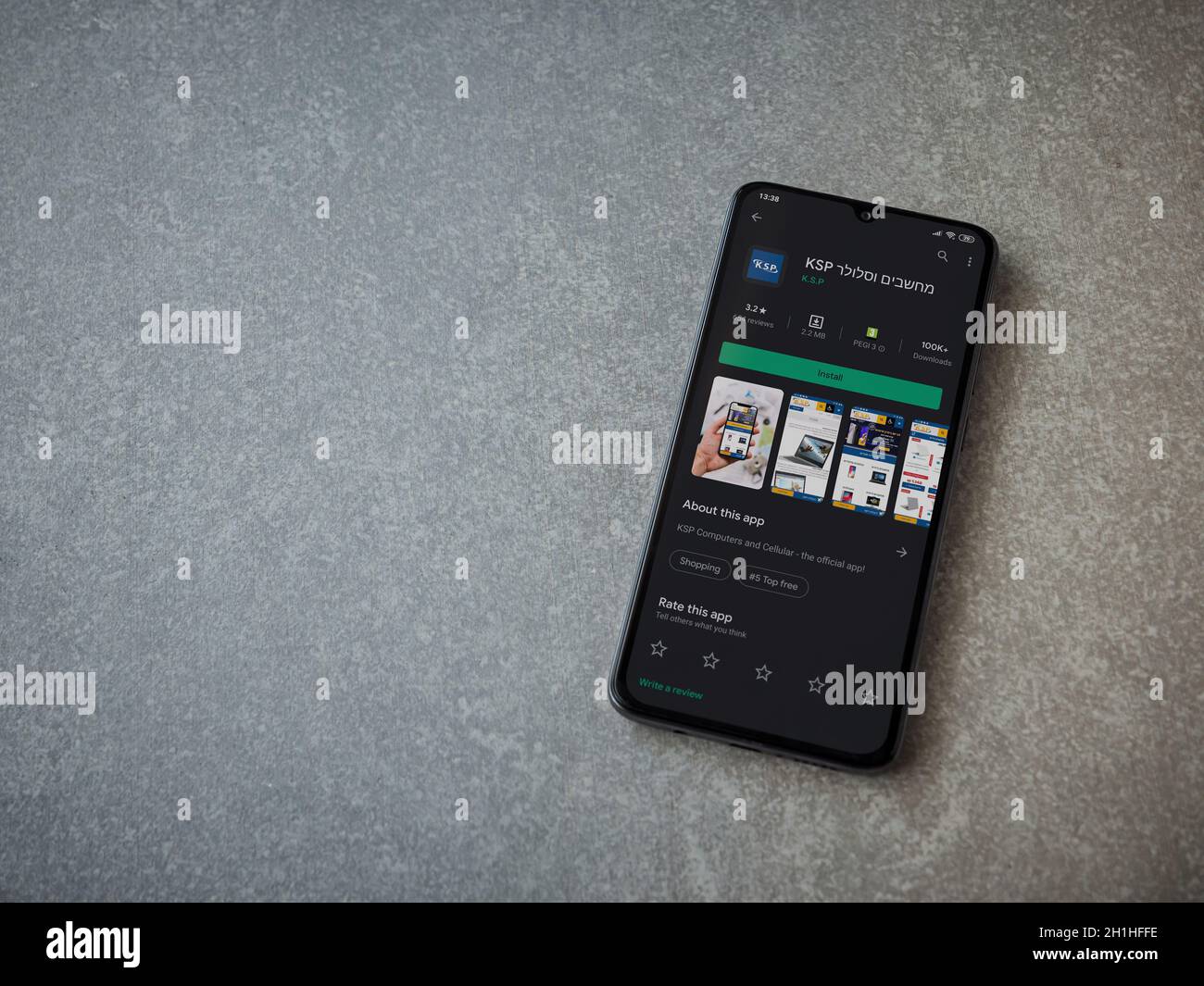 Lod, Israel - July 8, 2020: KSP app play store page on the display of a ...