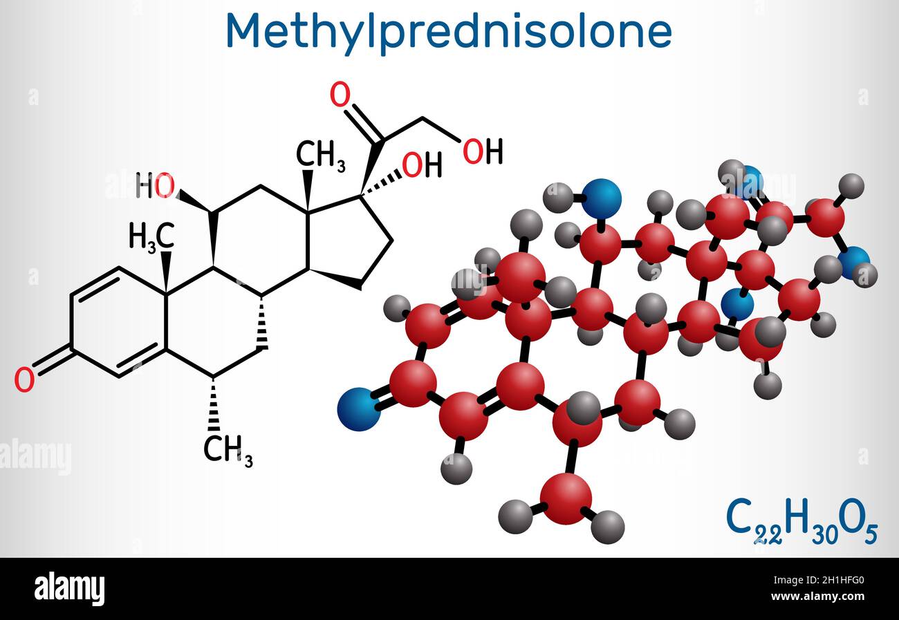 Methylprednisolone molecule. It is synthetic corticosteroid ...