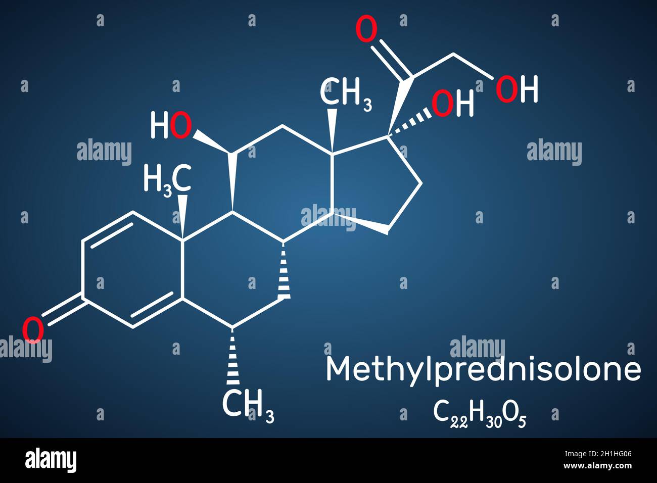 Methylprednisolone molecule. It is synthetic corticosteroid ...