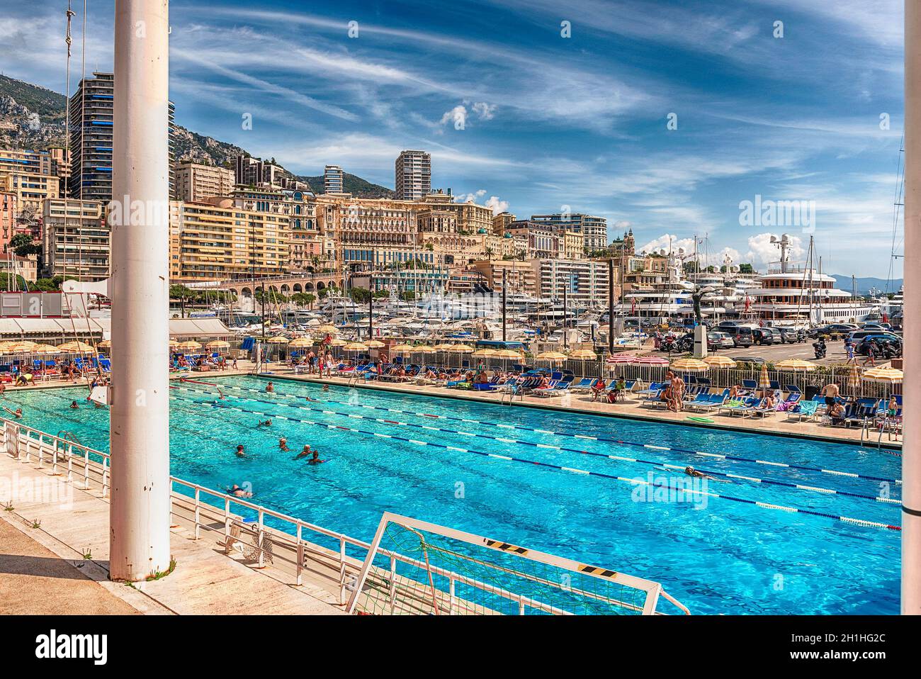 MONTE CARLO, MONACO - AUGUST 13: View over the Stade Nautique Rainier ...