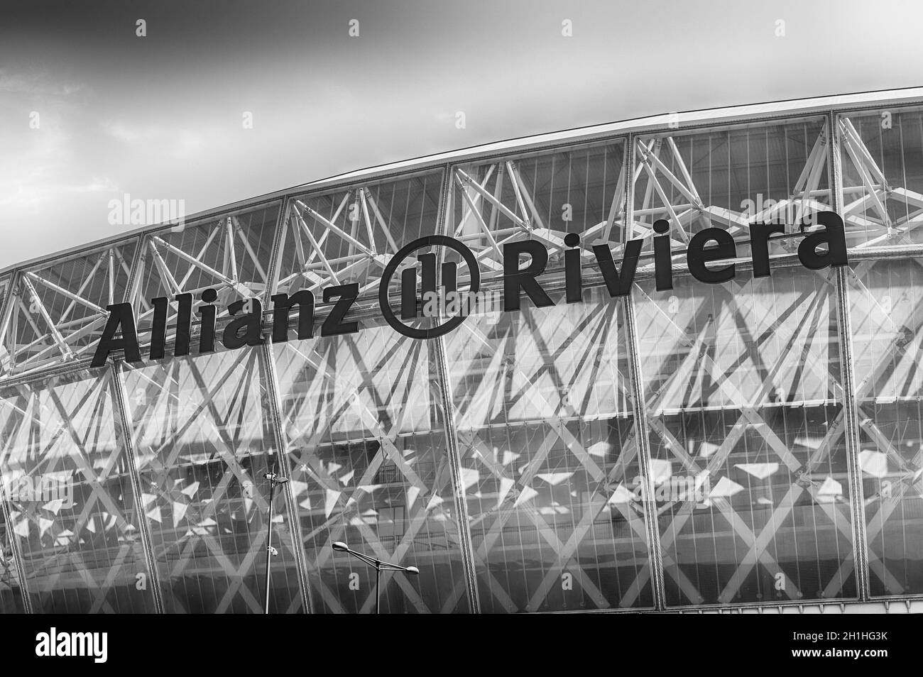 NICE, FRANCE - AUGUST 16: Exterior view of Allianz Riviera Stade de ...