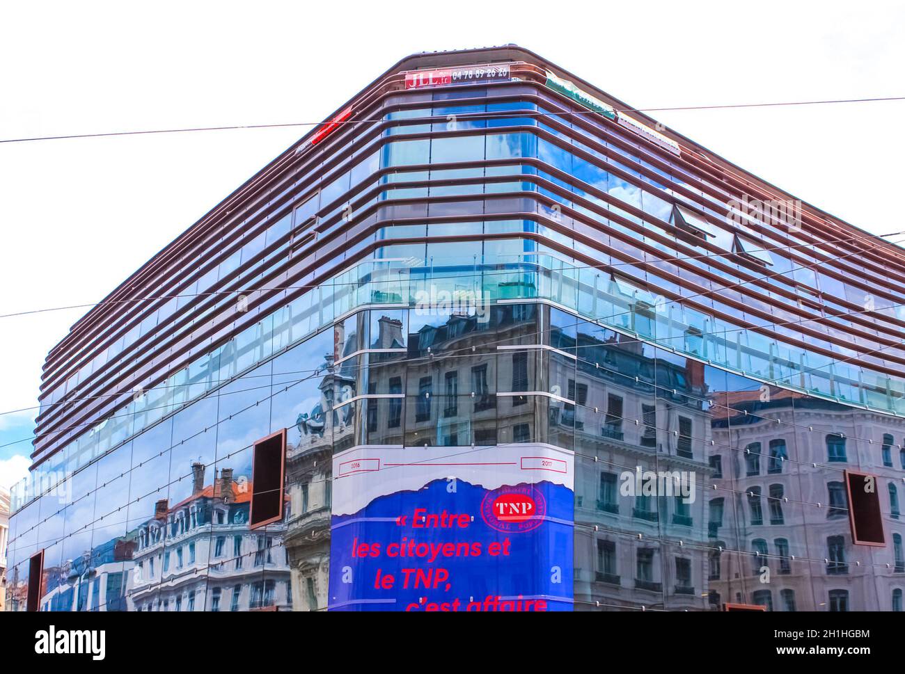 Lion, France - June 16, 2716: The view of modern building at Lyon city ...
