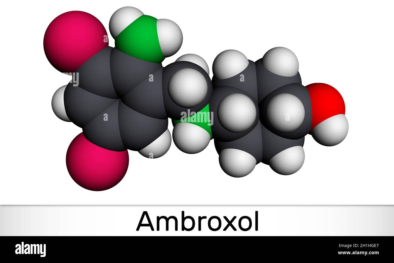 Ambroxol mucoactive drug molecule. It is aromatic amine, secretolytic ...