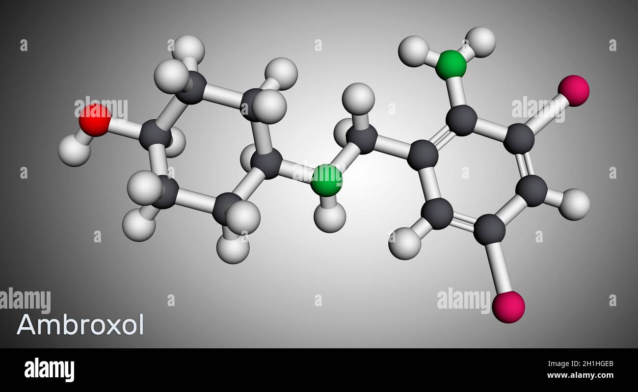Ambroxol mucoactive drug molecule. It is aromatic amine, secretolytic ...