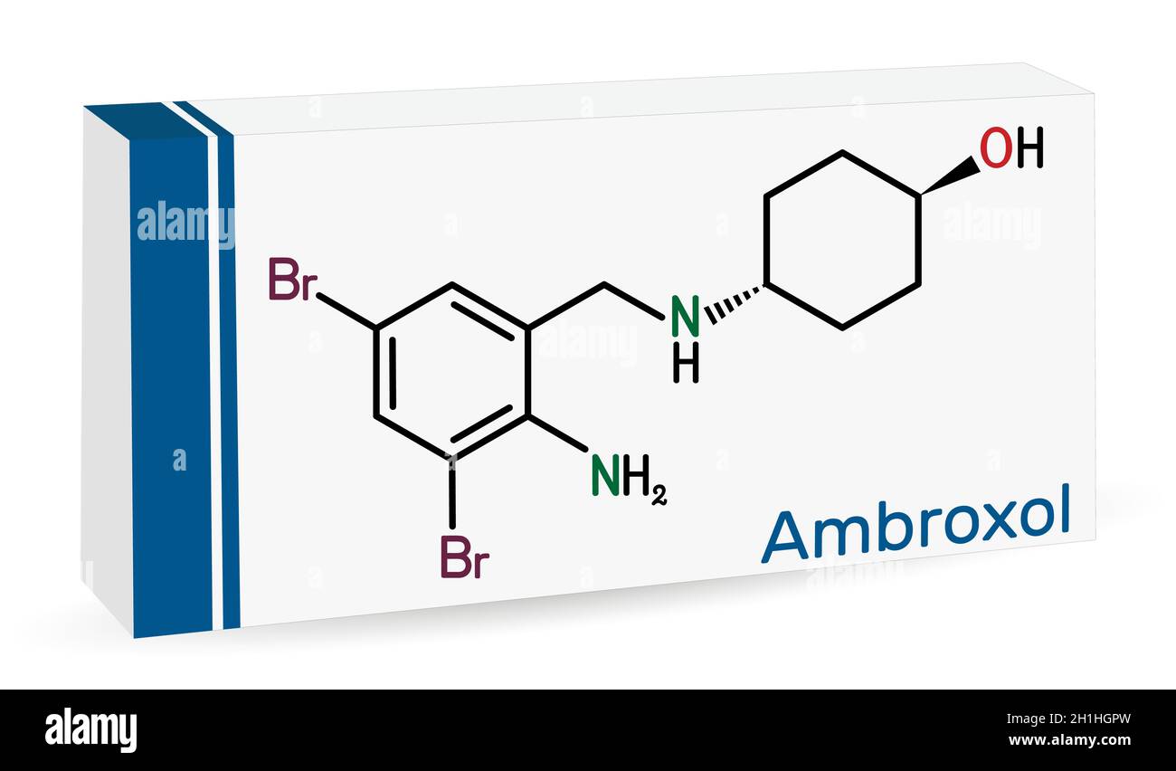 Ambroxol mucoactive drug molecule. It is aromatic amine, secretolytic ...
