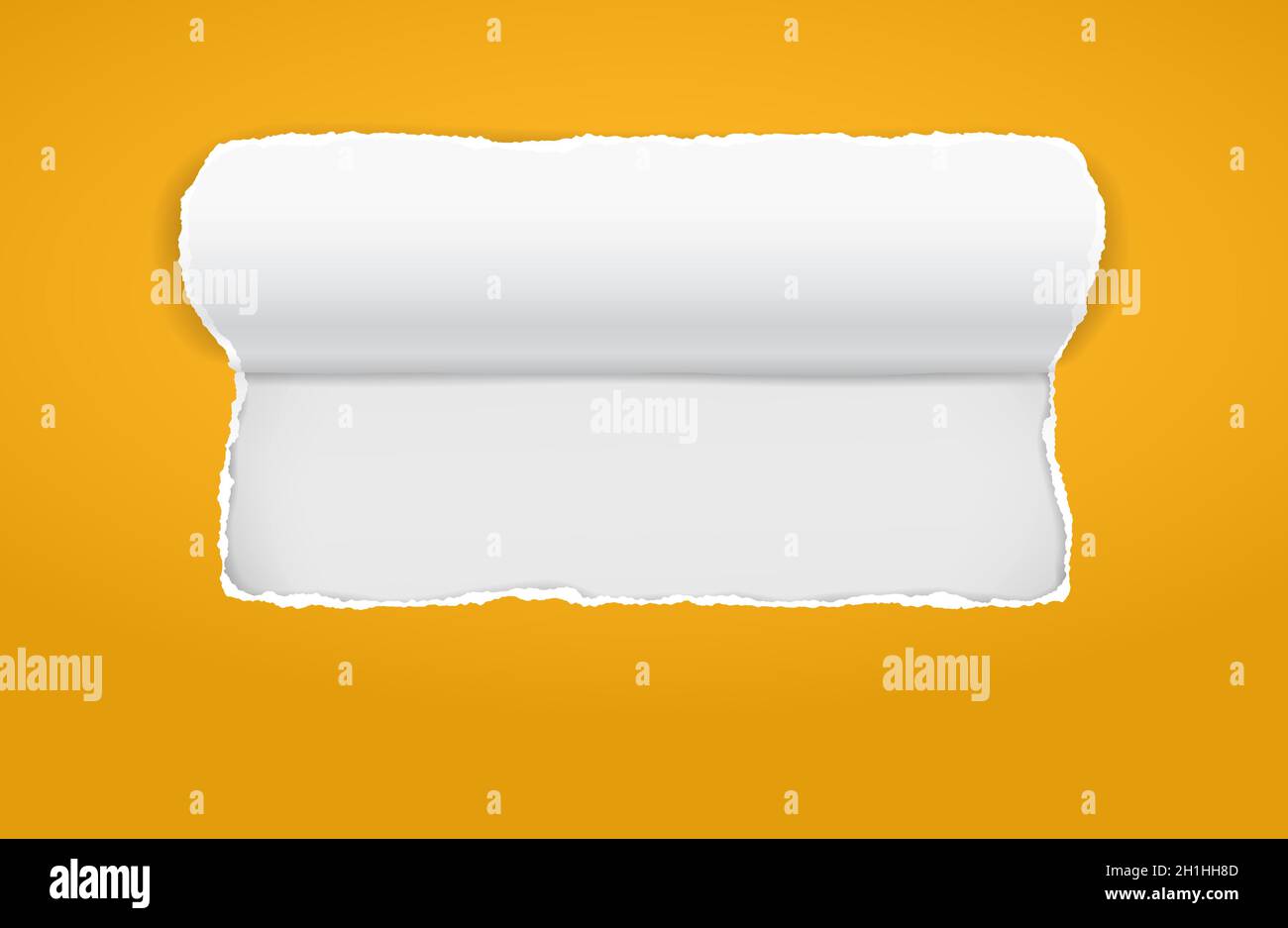 Violet oblong hole composition in paper with torn edges and soft shadow ...