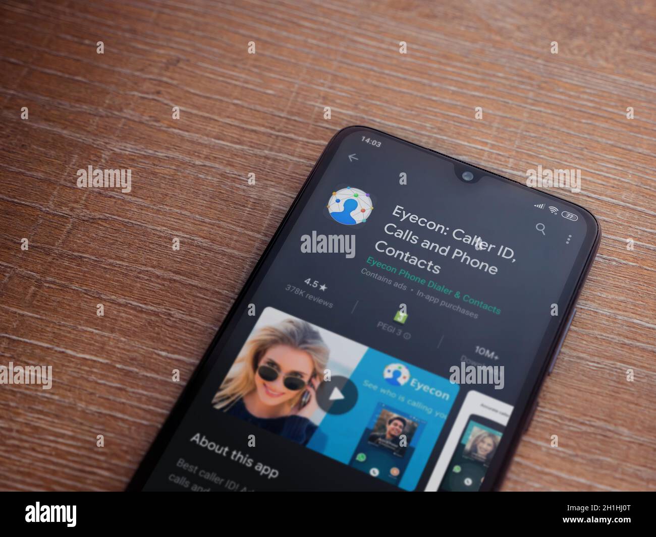 Lod, Israel - July 8, 2020: Eyecon app play store page on the display ...
