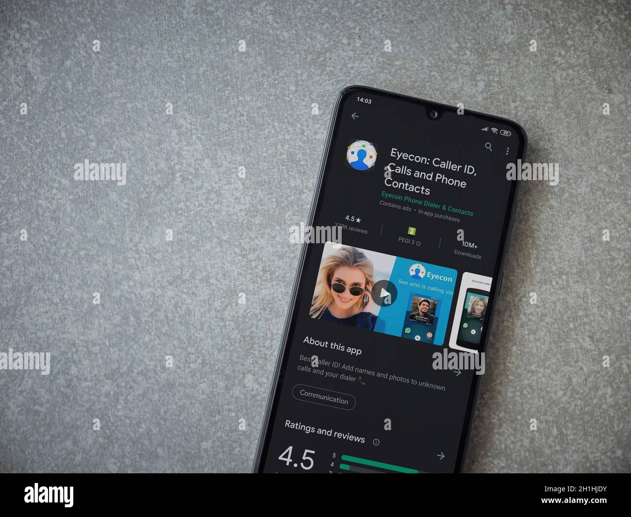 Lod, Israel - July 8, 2020: Eyecon app play store page on the display ...