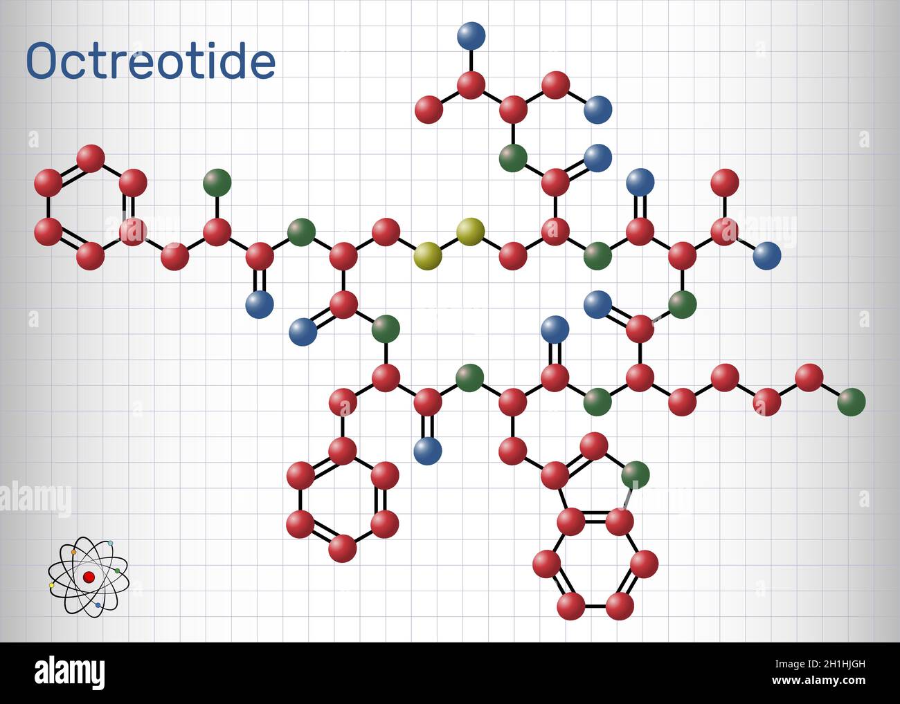 Octreotide molecule. It is octapeptide, synthetic somatostatin analogue ...