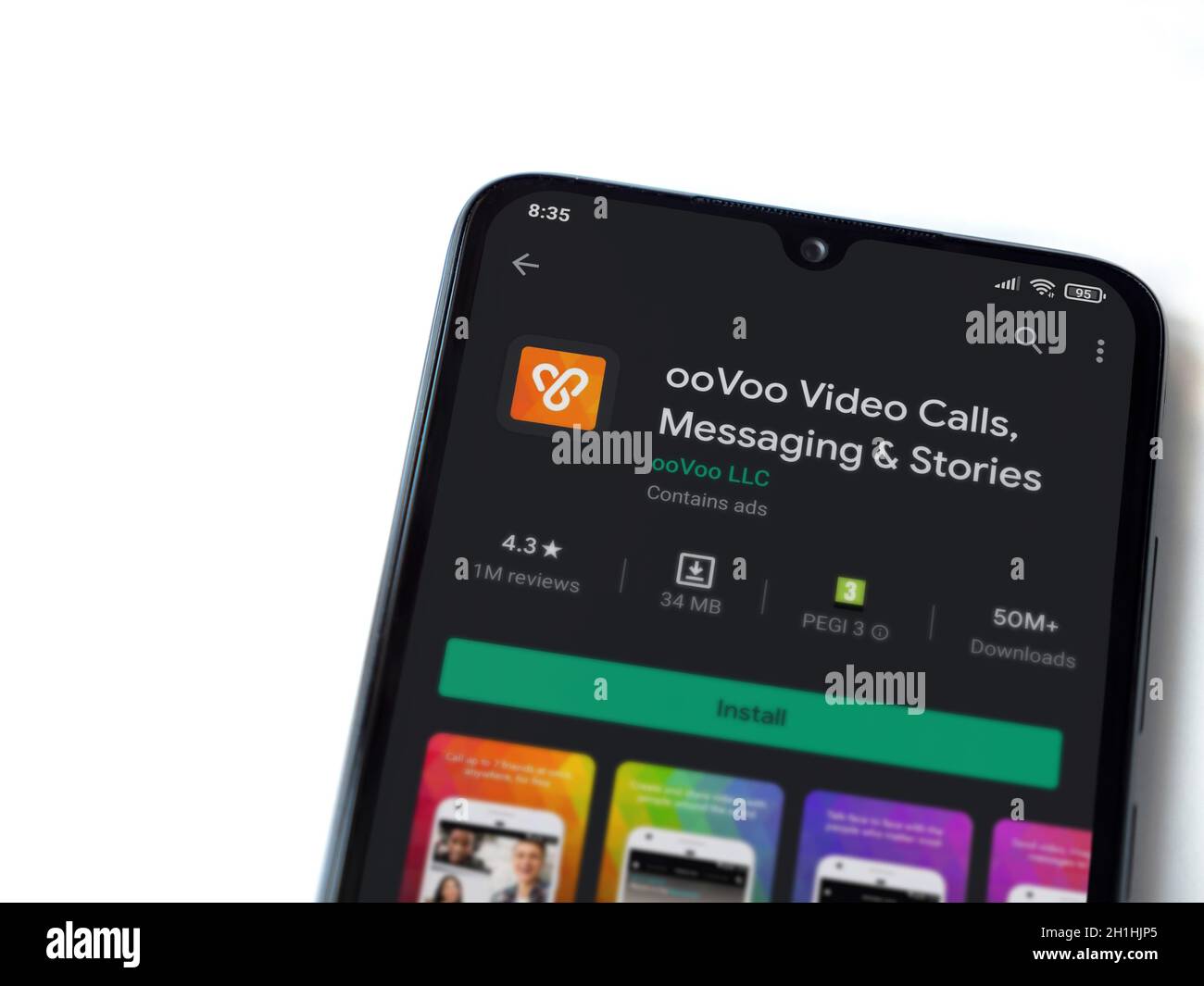 Lod, Israel - July 8, 2020: ooVoo app play store page on the display of ...